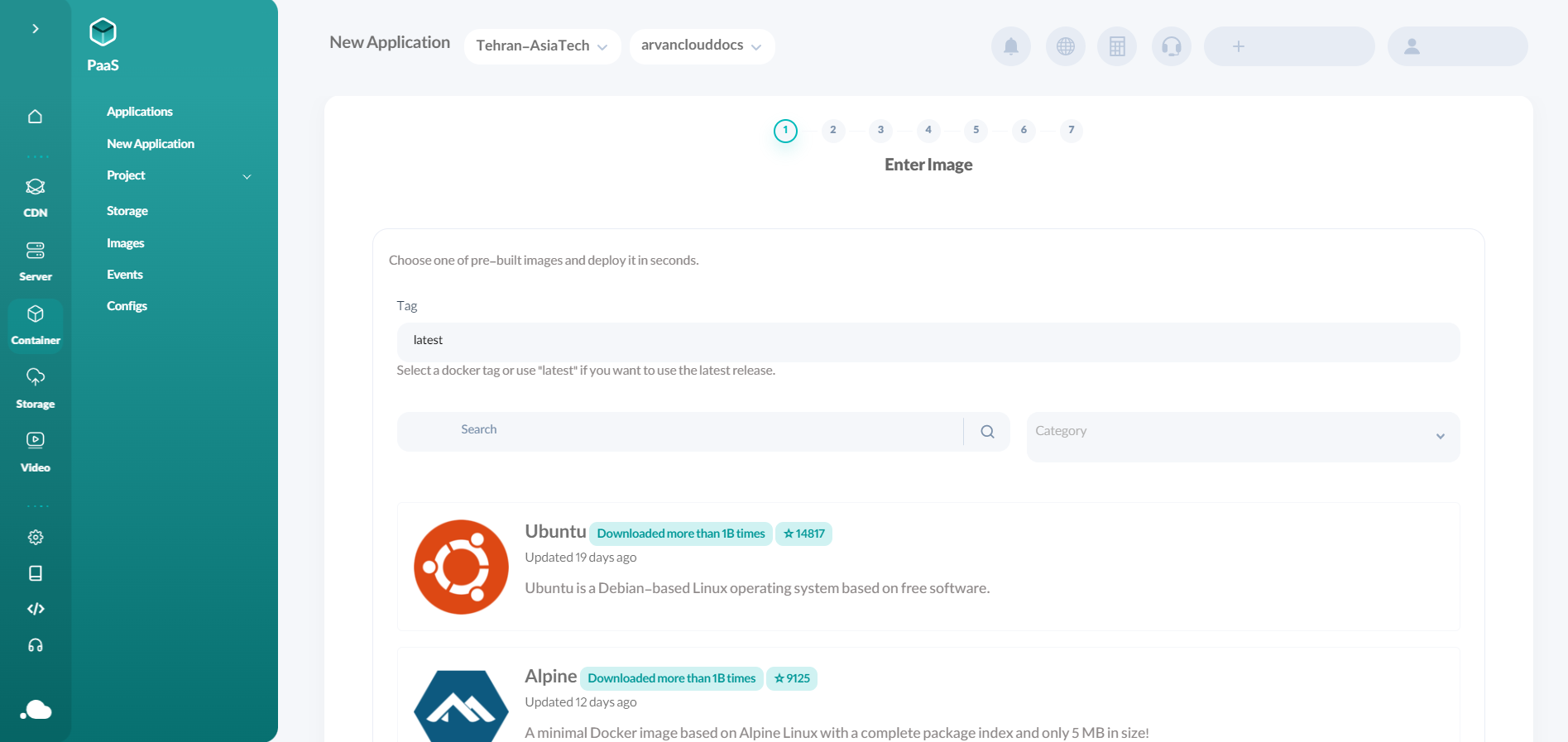 Create Application | ArvanCloud's Products Documents
