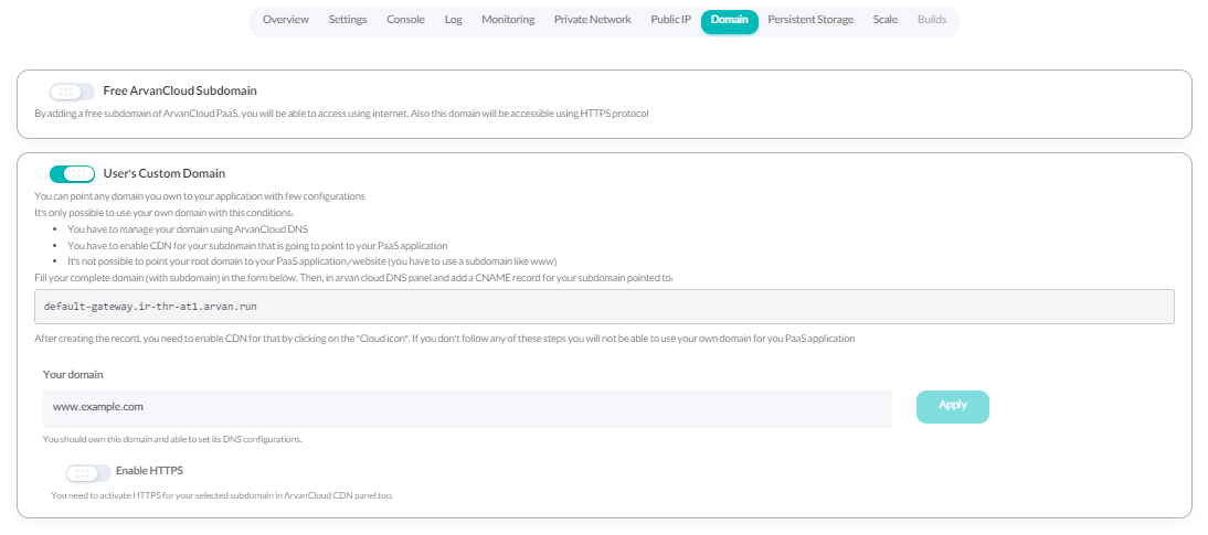 Application Management | ArvanCloud's Products Documents